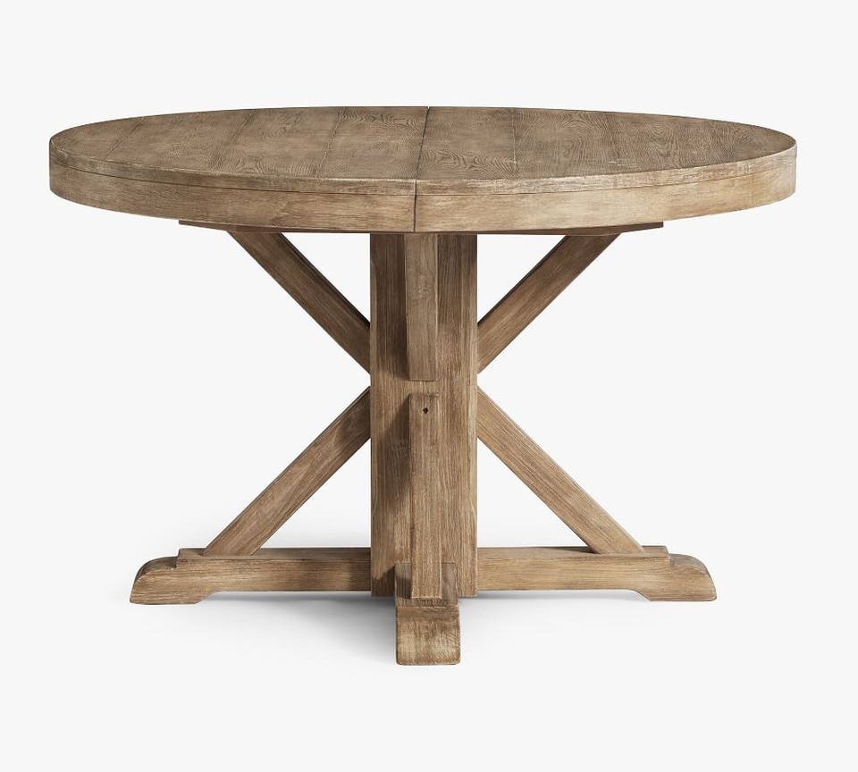 Benchwright Round Pedestal Extending Dining Table Seadrift Pottery